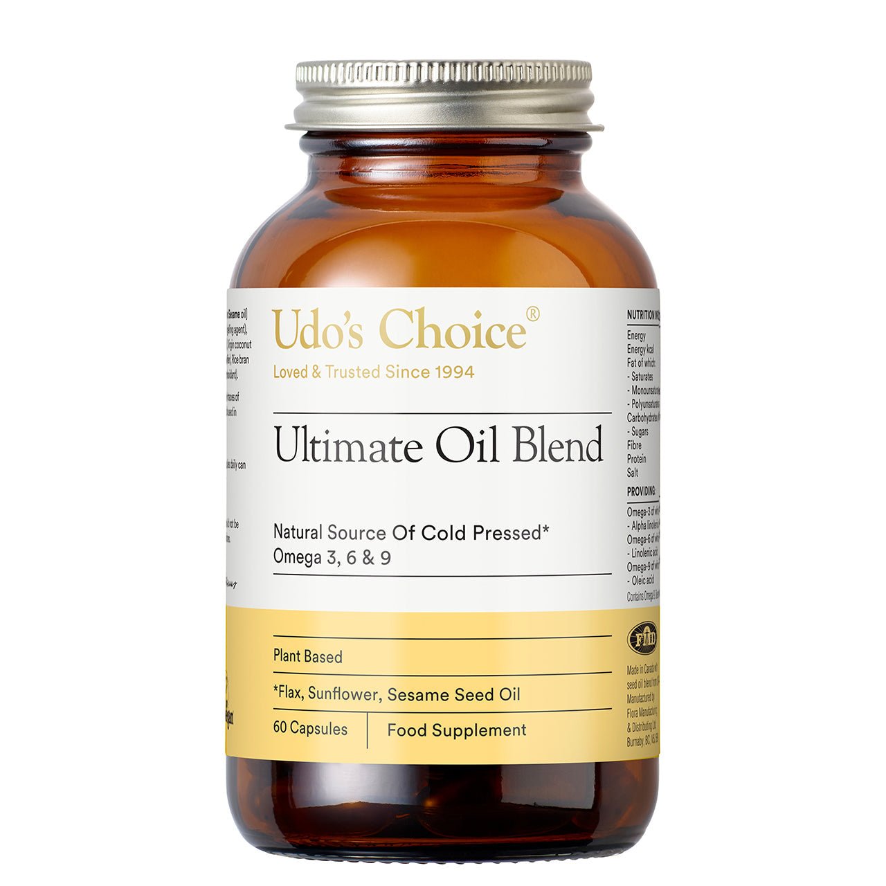 Vegan Omega 3 6 9 | Udo's Choice Ultimate Oil Blend Capsules
